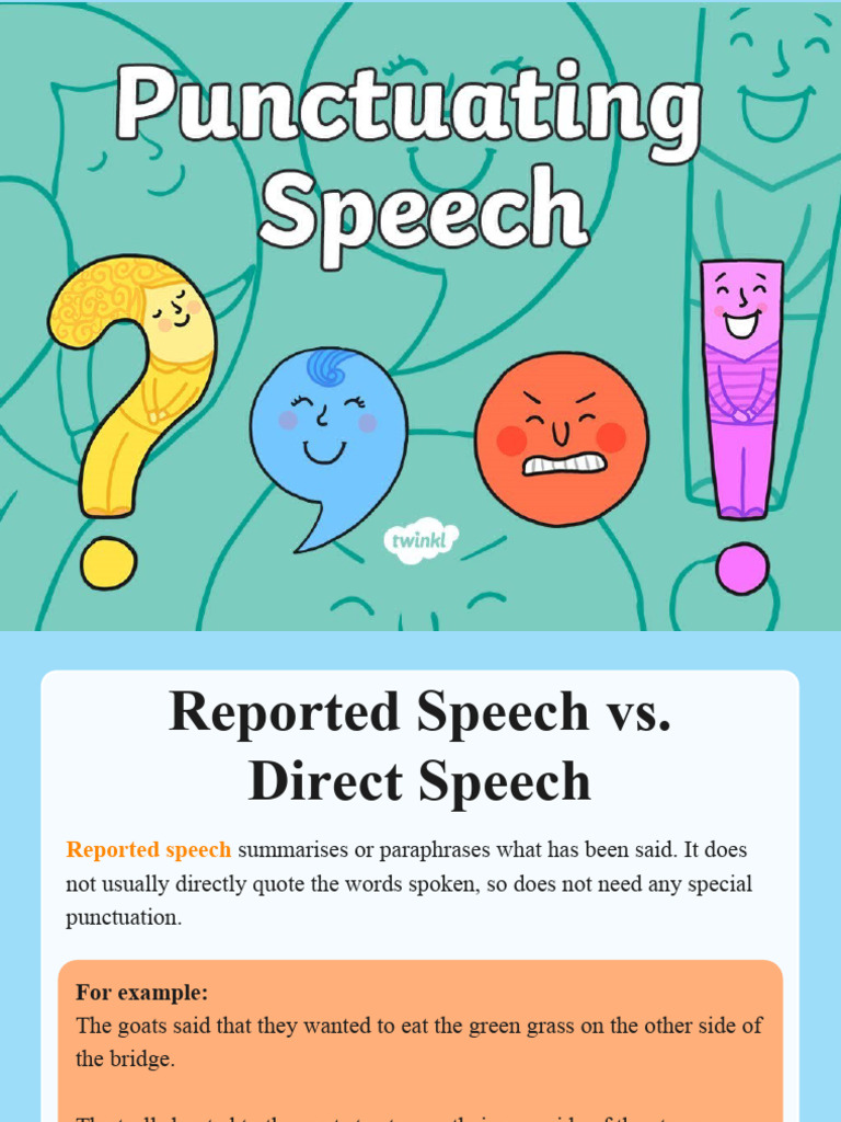 Direct and Reported Speech Powerpoint | PDF | Punctuation | Comma