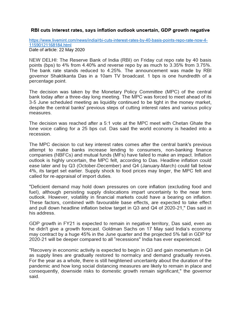 Final Economics Commentary 3 (Macroeconomics) | PDF | Inflation | Recession