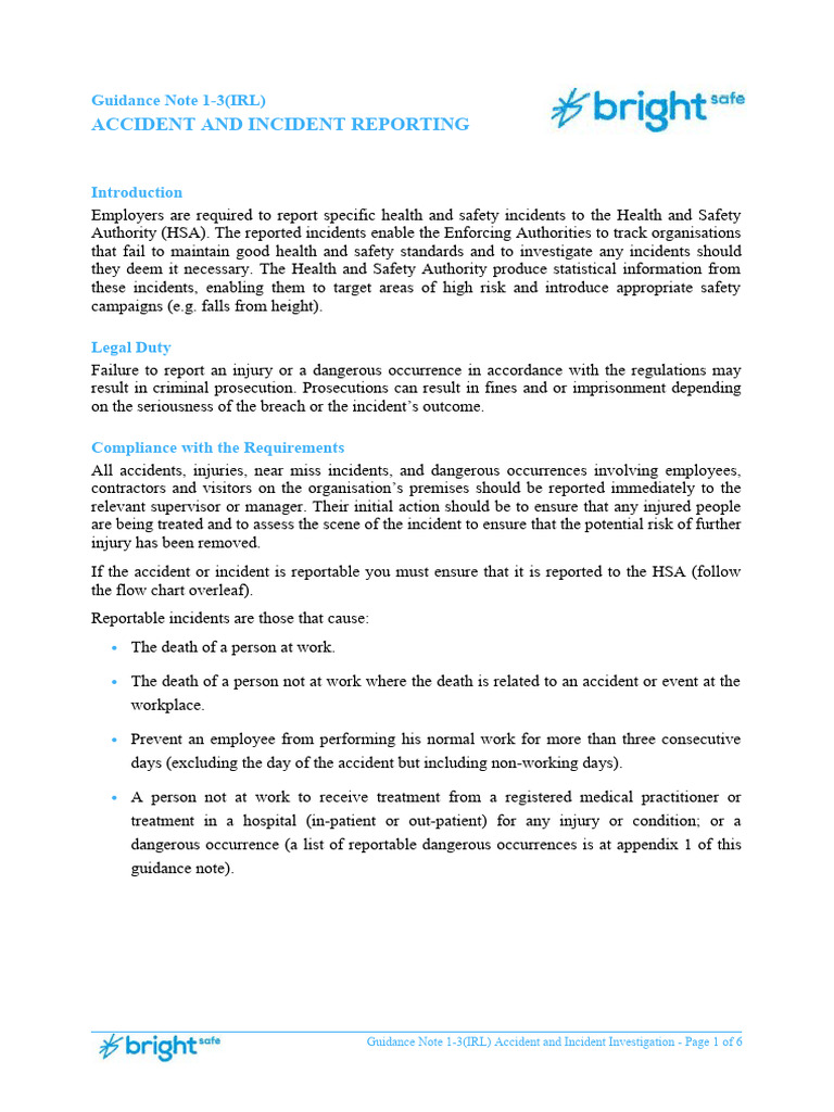 GDN 1-3 (IRL) - Accident and Incident Reporting | PDF | Safety