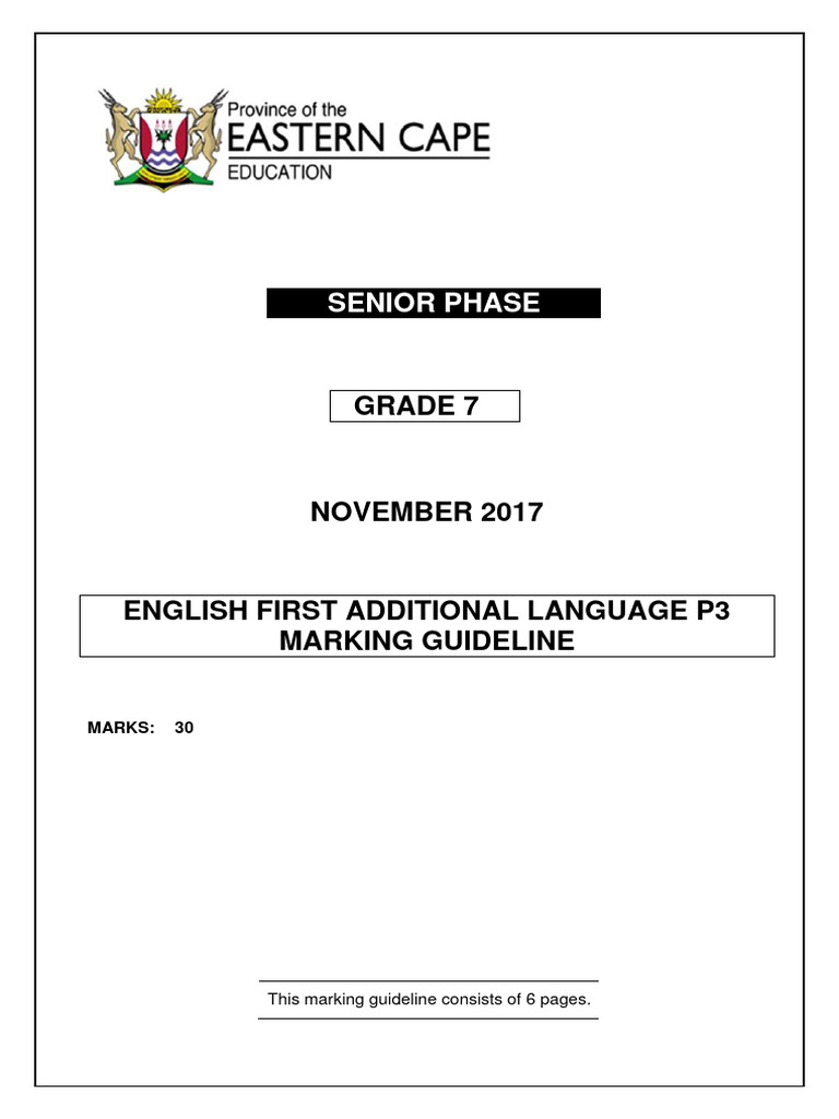 Eng Fal P3 GR7 Nov2017 Memo | PDF | Essays | Proofreading
