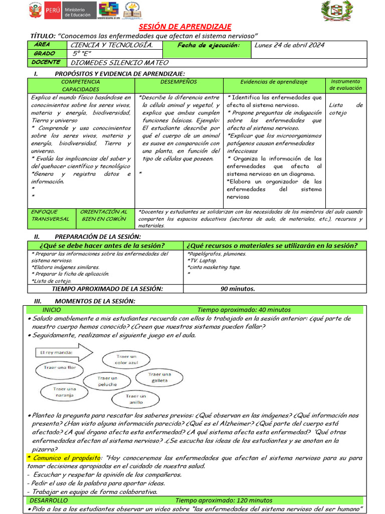 S 7 D 3 Ciencia y Tecnol. Enfermedades DL Sistem Nervioso | PDF ...