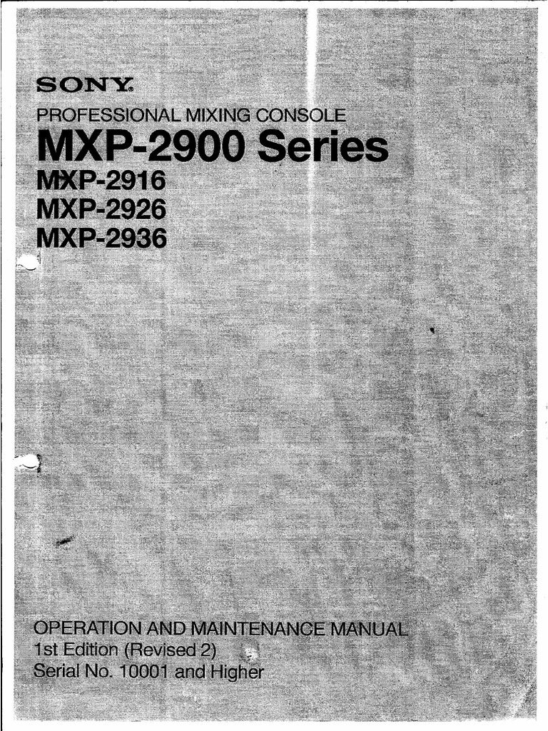Sony MXP 2900 Operation and Maintenance Manual2 | PDF