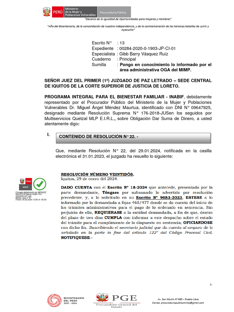 Informe de Pago de Sentencias Judiciales | PDF | Regulación | Sentencia (ley)