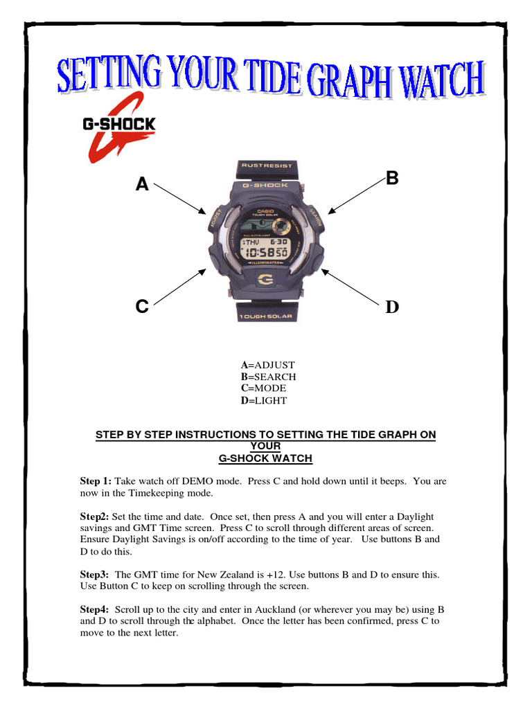 Setting Tide Graph on G-Shock Watch | PDF | Tide | Longitude
