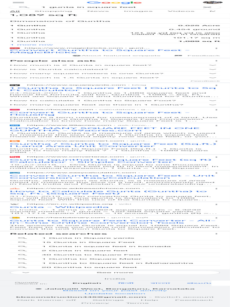 1 Gunta in Square Feet - Google Search | PDF | Foot (Unit) | Area