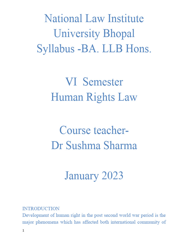 Human RTS Syllabus Sushma | PDF | Human Rights | International Human Rights Law