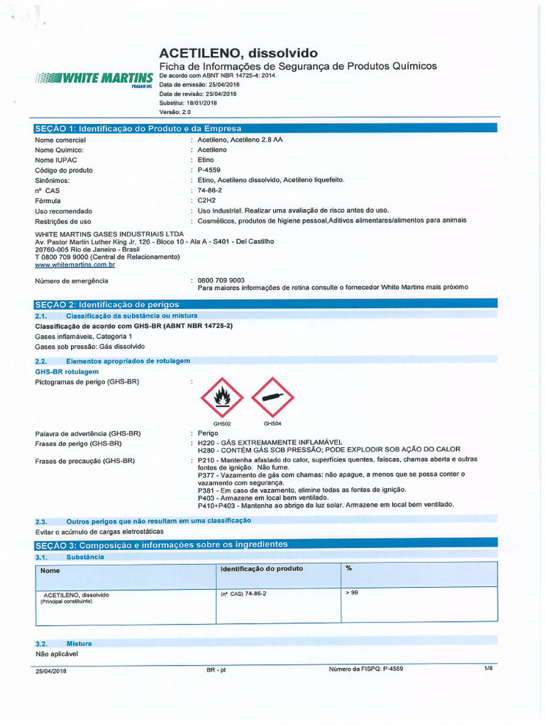 Acetileno - White Martins | PDF
