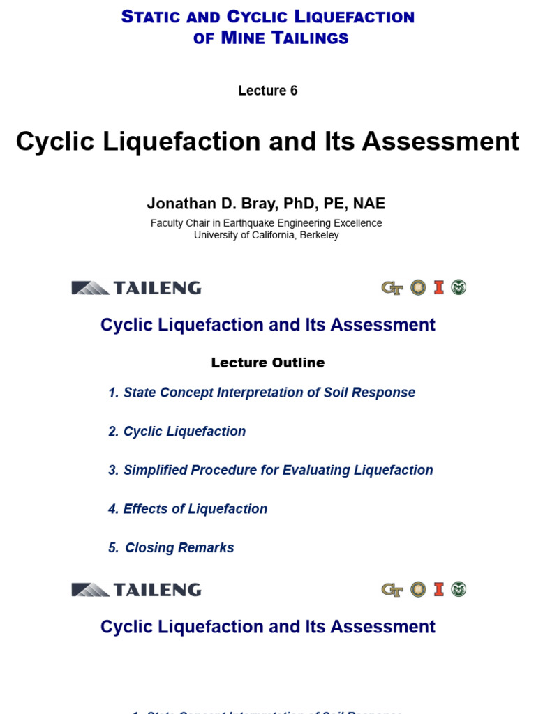 TAILENG - SC4-2023 - Lecture-6-Bray - Cyclic Liquefaction | PDF | Mechanical Engineering | Earth ...