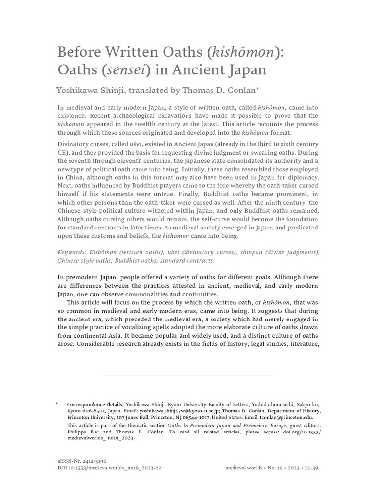 Origins of Kishōmon Oaths in Japan | PDF | Oath | Prayer