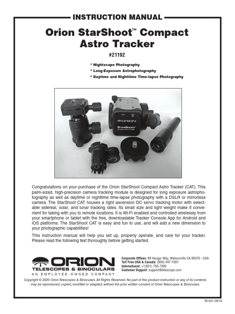 Orion StarShoot | PDF | Tripod (Photography) | Camera