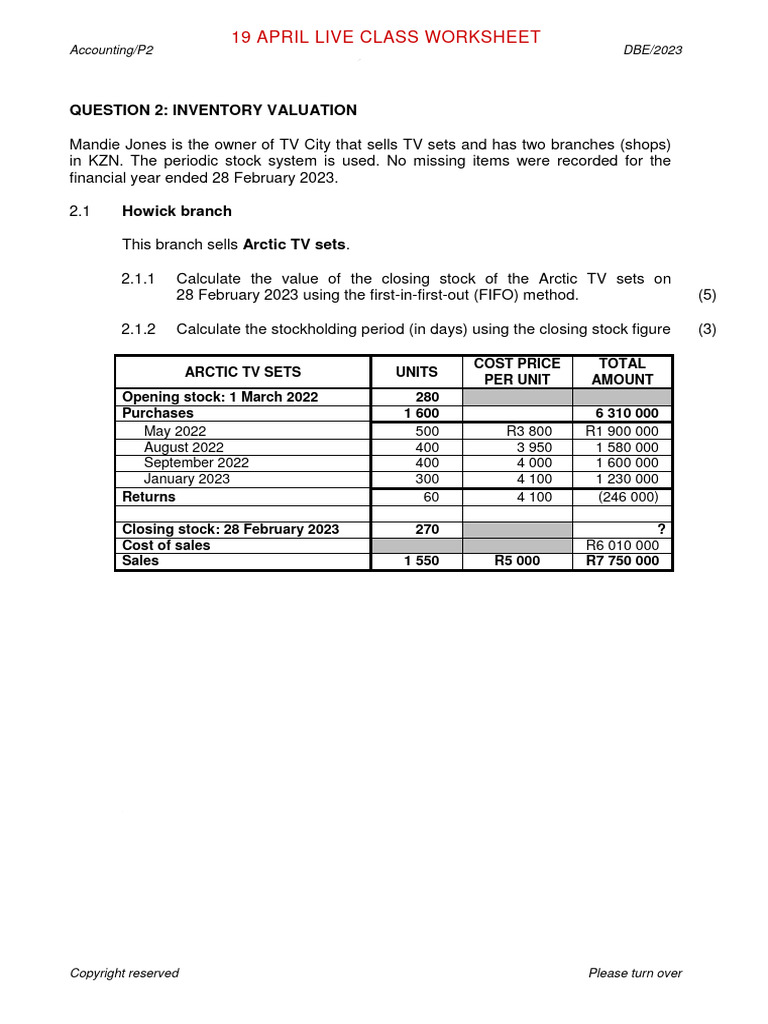 19 April Live Class Worksheet Pdf Stocks Prices
