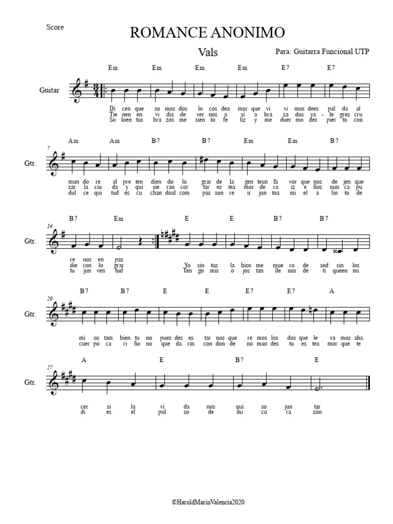 Romance anonimo (guitarra) | PDF