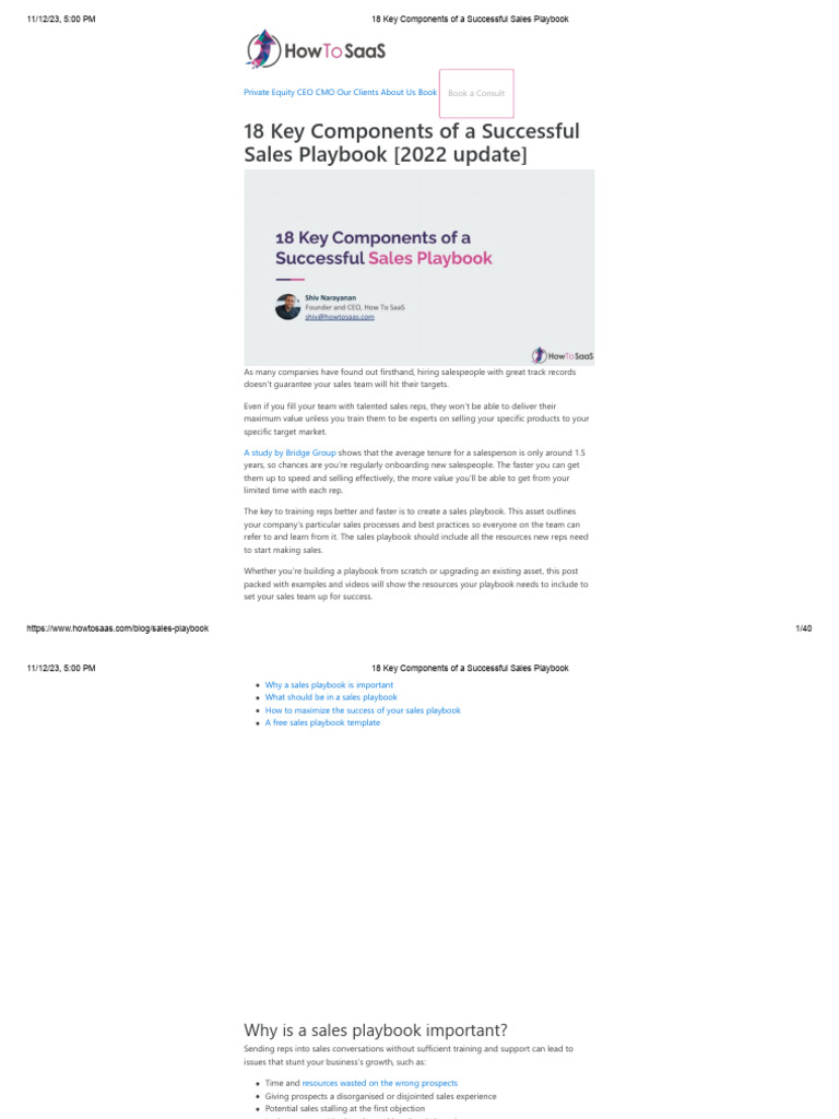 18 Key Components of A Successful Sales Playbook | PDF | Sales ...