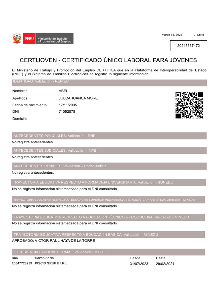 Certijoven Abel | PDF | Documento de identidad | Ministerio (Departamento de Gobierno)