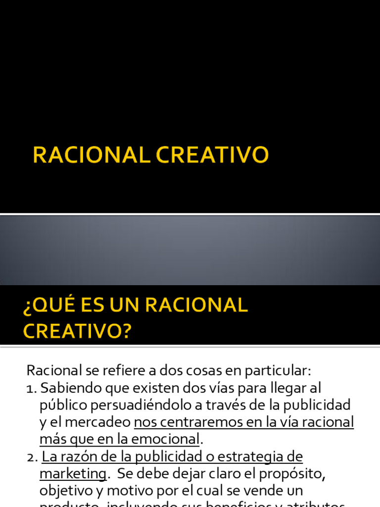 Racional Creativo en Publicidad | PDF | Publicidad | Marketing