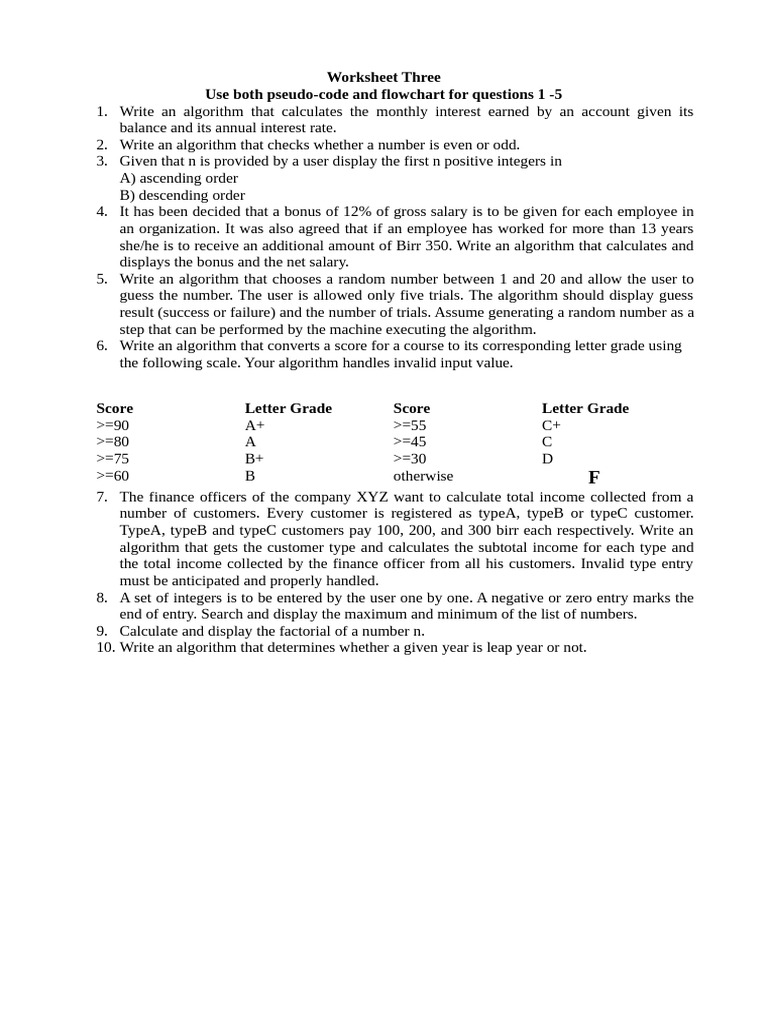 Worksheet Two | Download Free PDF | Algorithms | Interest