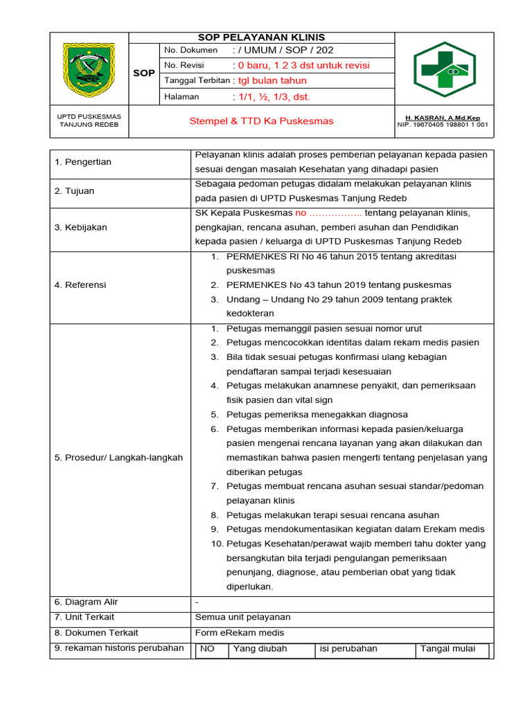 3.2.1.sop Layanan Klinis | PDF | Sains & Matematika