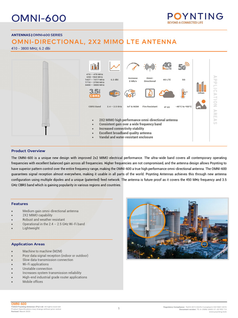 Technical Specification A OMNI 0600 V1 02 | PDF | Antenna (Radio) | Wi Fi
