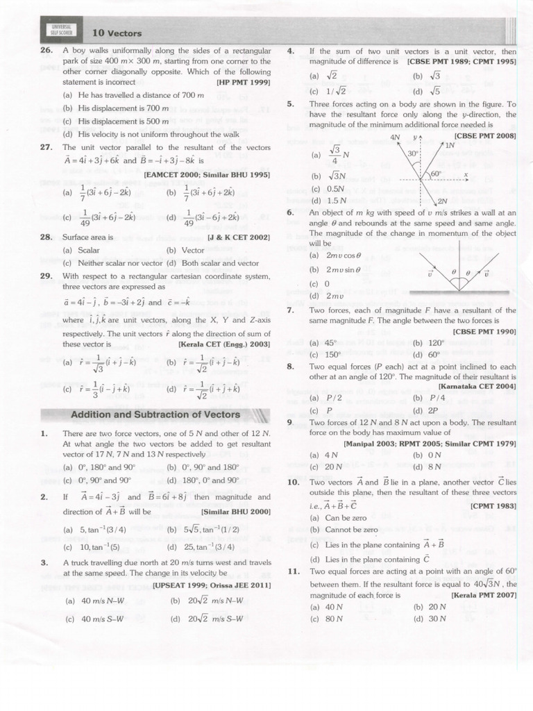 2 Addition And Subtraction Of Vectors Pdf Euclidean Vector Force 
