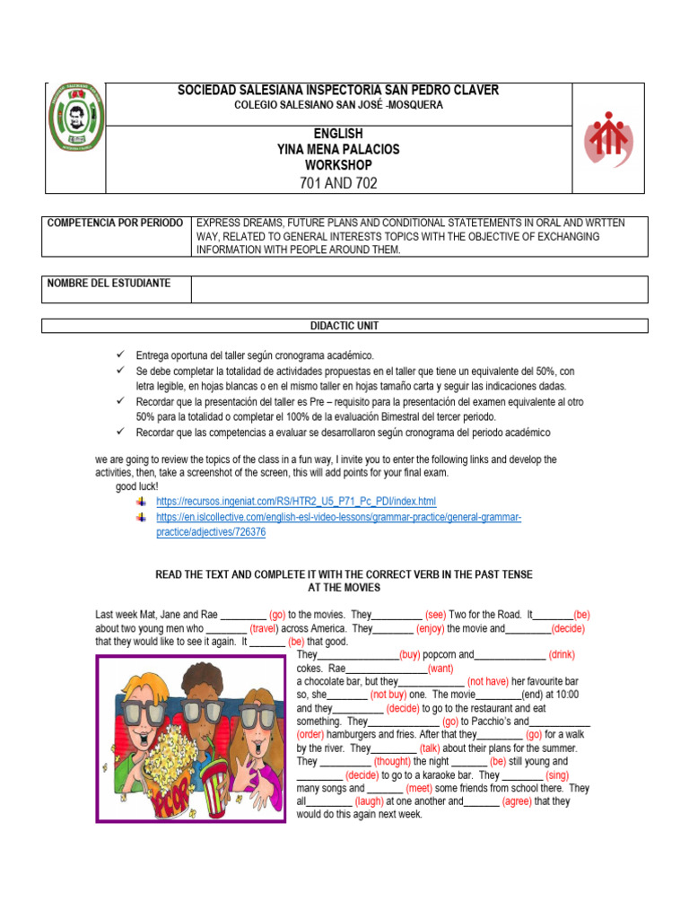 Workshop Third Term - 701-702 | PDF | Linguistics | Grammar