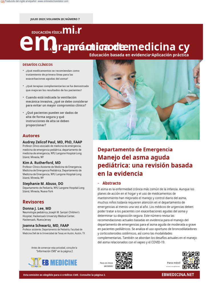 Manejo del Asma Aguda en Pediatría | PDF | Asma | Tos