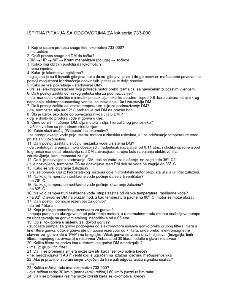 Ispitna Pitanja Za Lok 733-000-Odg | PDF