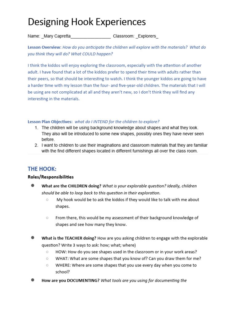 New Hook Experience | Download Free PDF | Experience | Classroom
