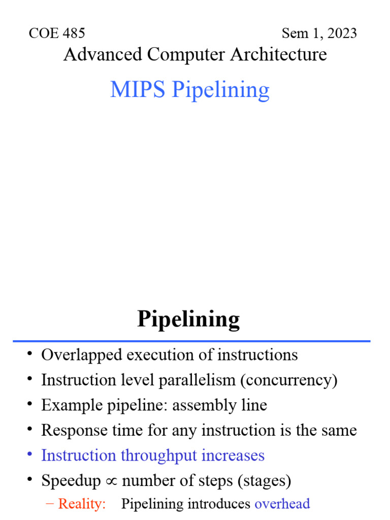 L14 MipsPipeline Ovw | PDF | Computer Programming | Office Equipment