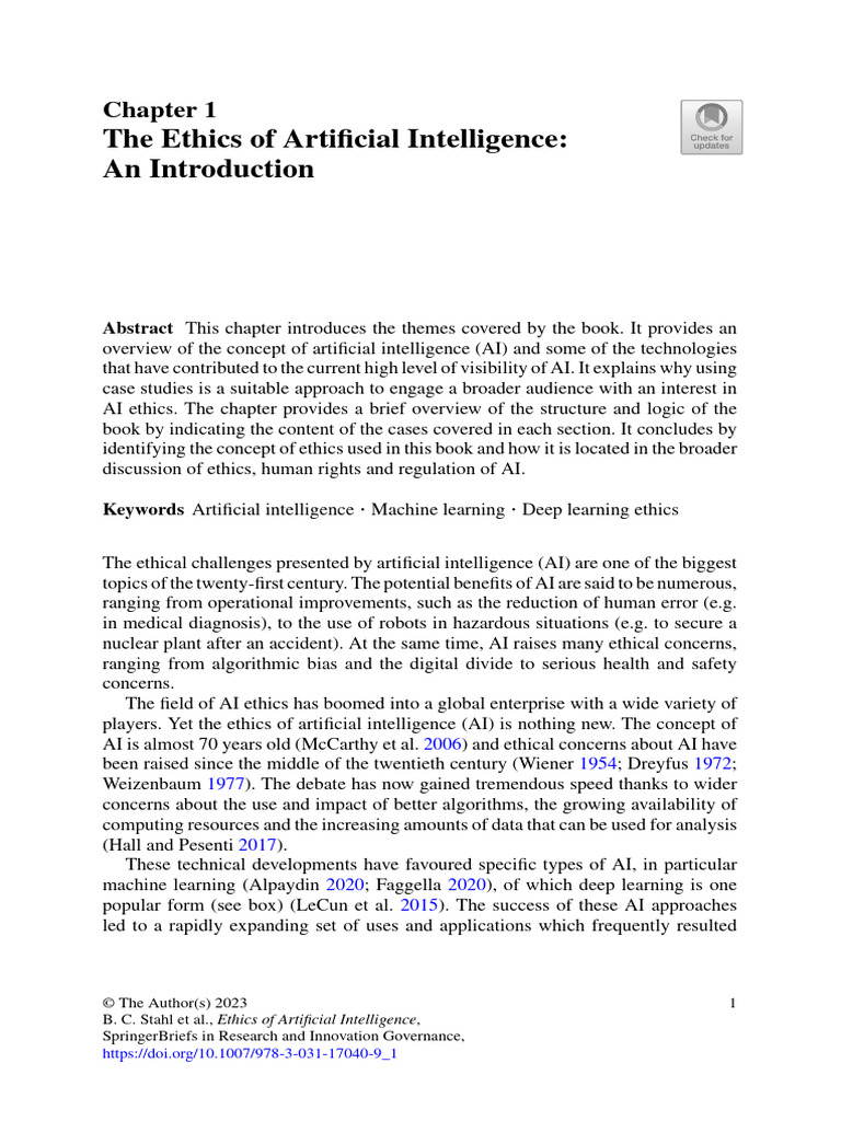 The Ethics of Artificial Intelligence: An Introduction | PDF | Artificial Intelligence ...