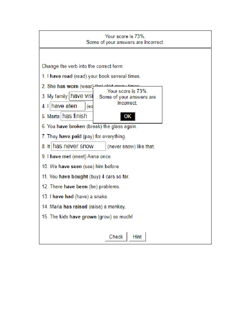 Present Perfect - Test.pdf | PDF