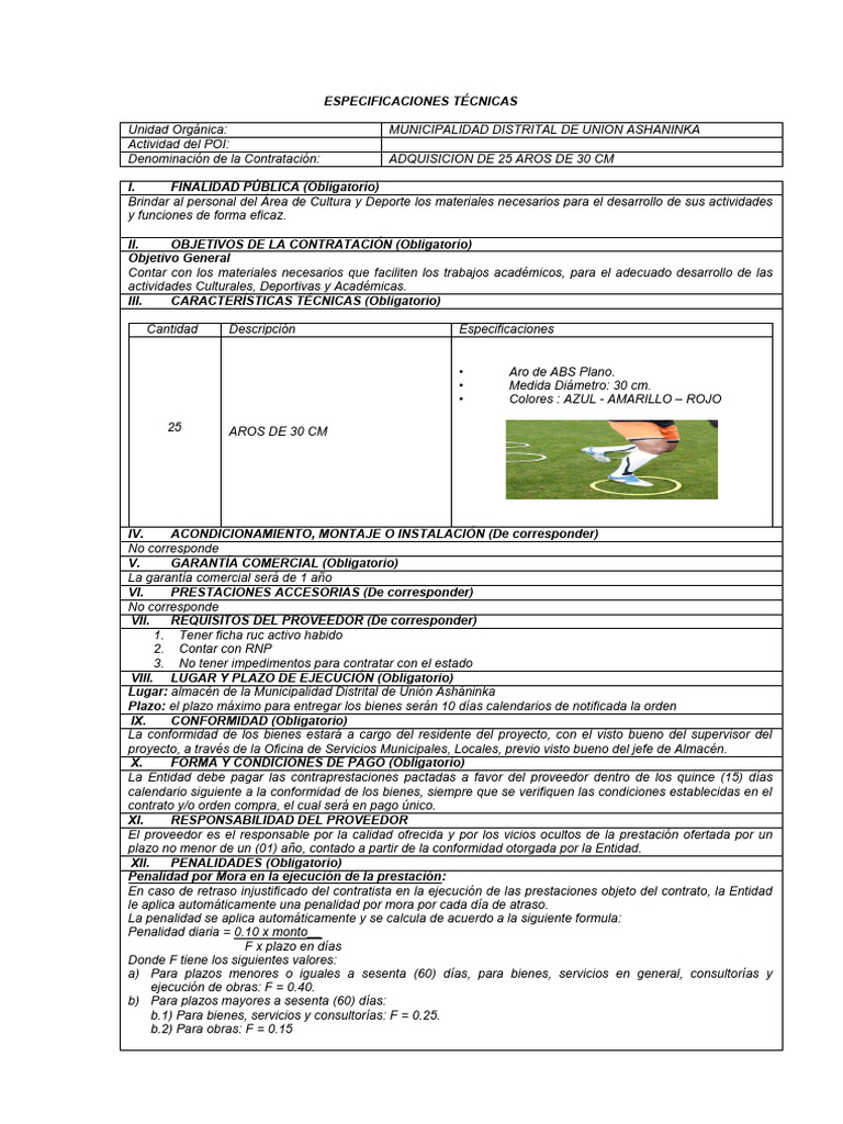 Especif Aros 30 CM | PDF