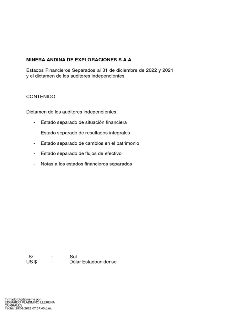 Informe Auditado Individual | PDF | Auditoría | normas internacionales ...