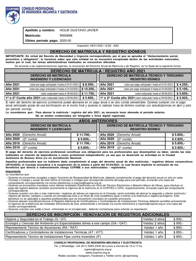 Pago de Matrícula COPIME 2021 | PDF | Tarjeta de débito | Microsoft Outlook