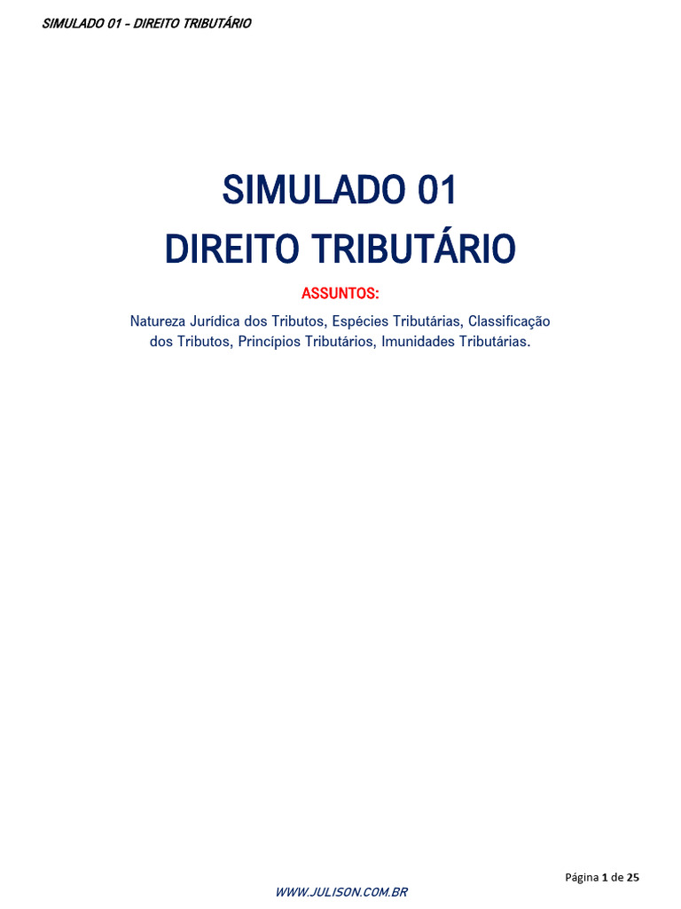 Simulado 01 - DTR S | PDF | Impostos