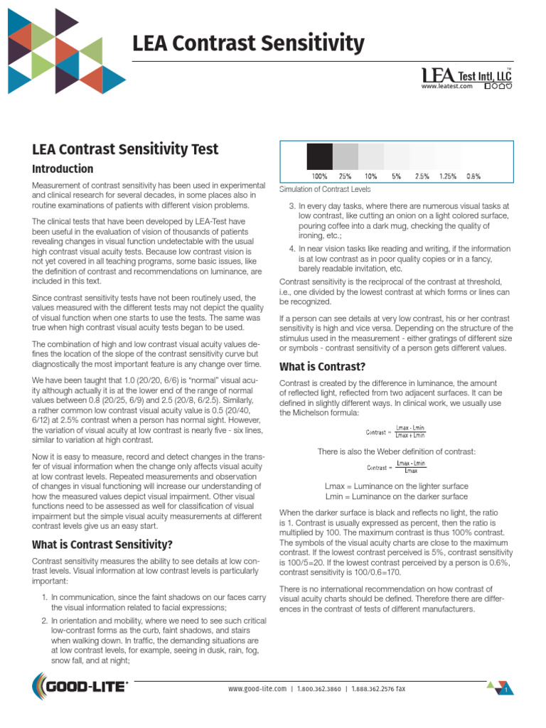 LEA Contrast Sensitivity | PDF | Contrast (Vision) | Visual Acuity