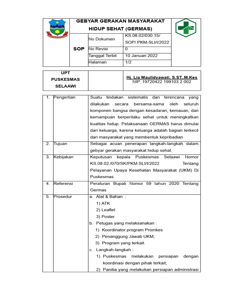 Sop Gebyar Germas | PDF