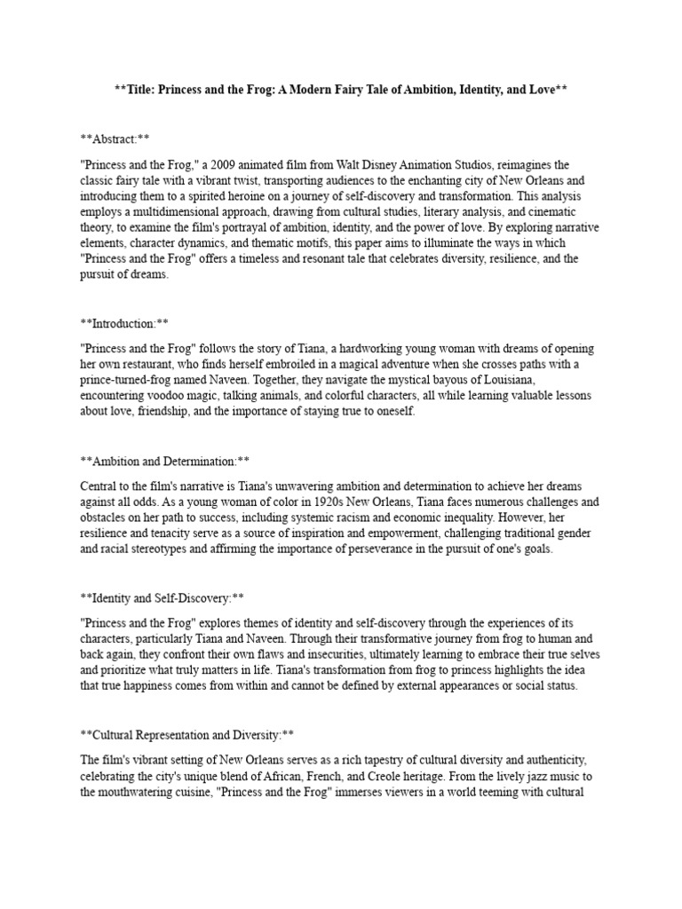 Princess and the Frog | PDF