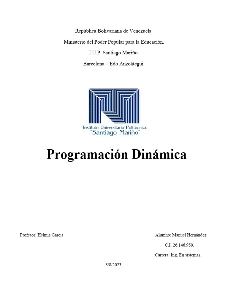 Programación Dinámica | PDF | Relación de recurrencia | Programación ...