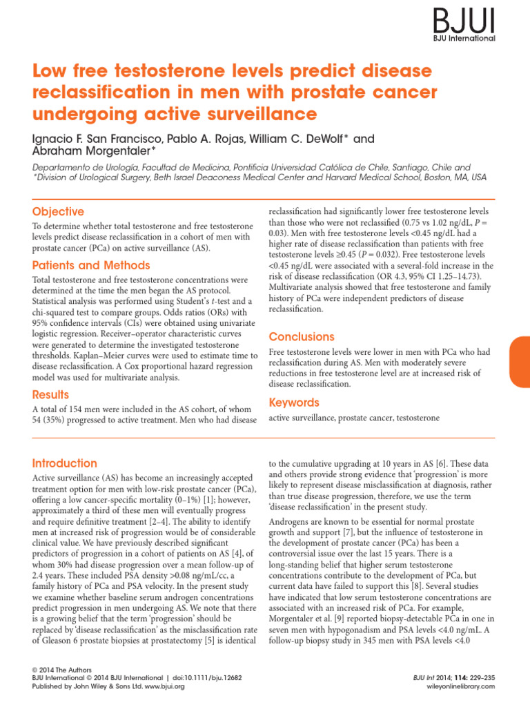 San Francisco Et Al. - Low Testosterone Levels Predict Dis ...