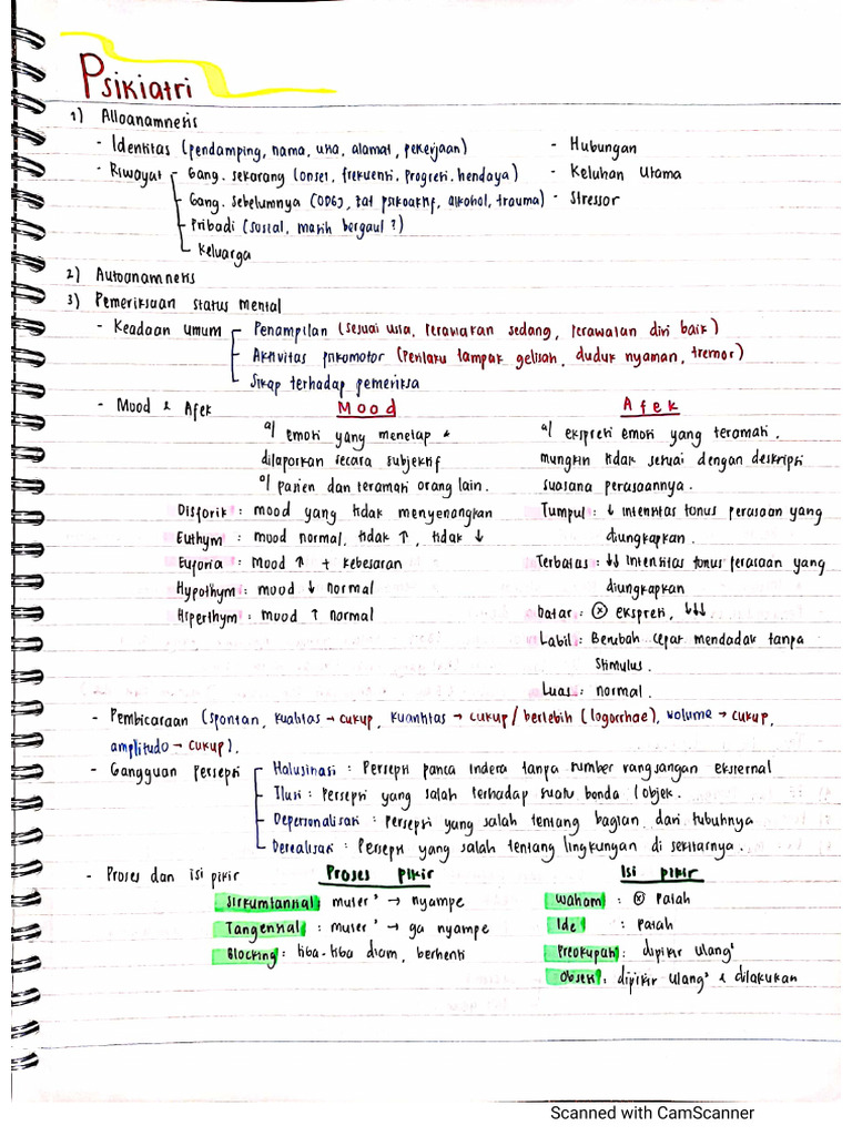 Catatan OSCE Psikiatri - DK | PDF