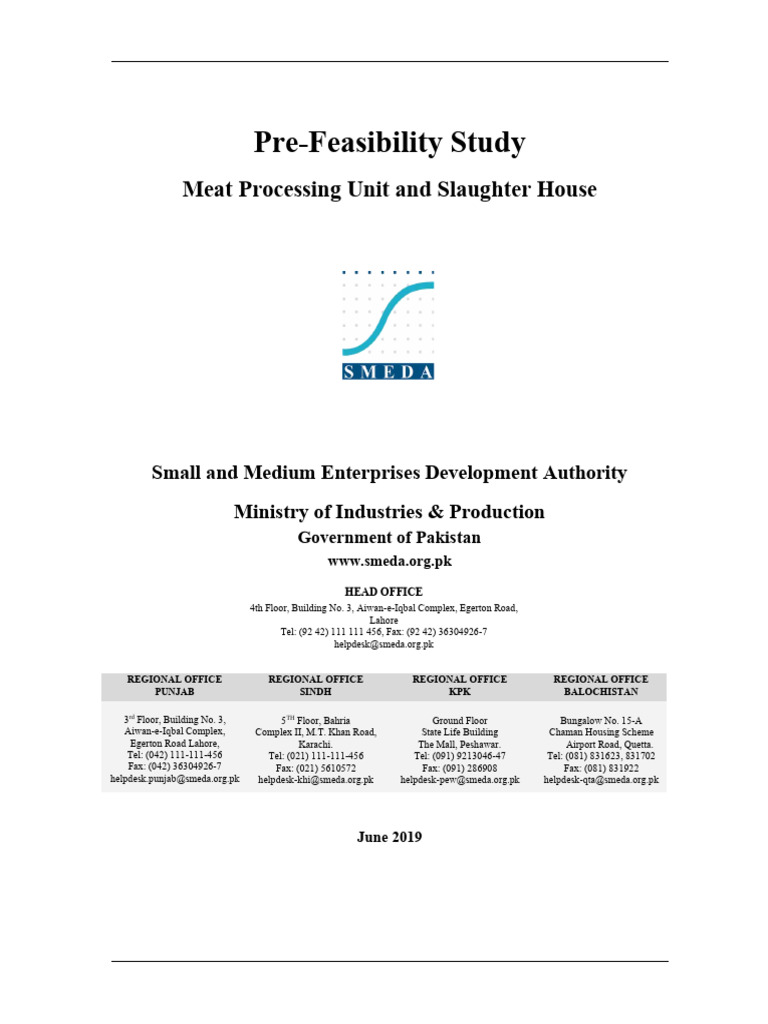 Meat Processing Unit Pre-Feasibility Study | PDF | Livestock | Balance ...