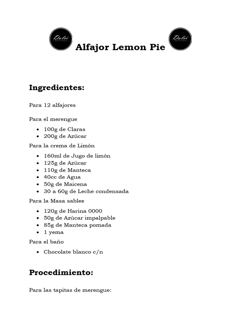 Alfajor Lemon Pie | PDF | Merengue | Alimentos
