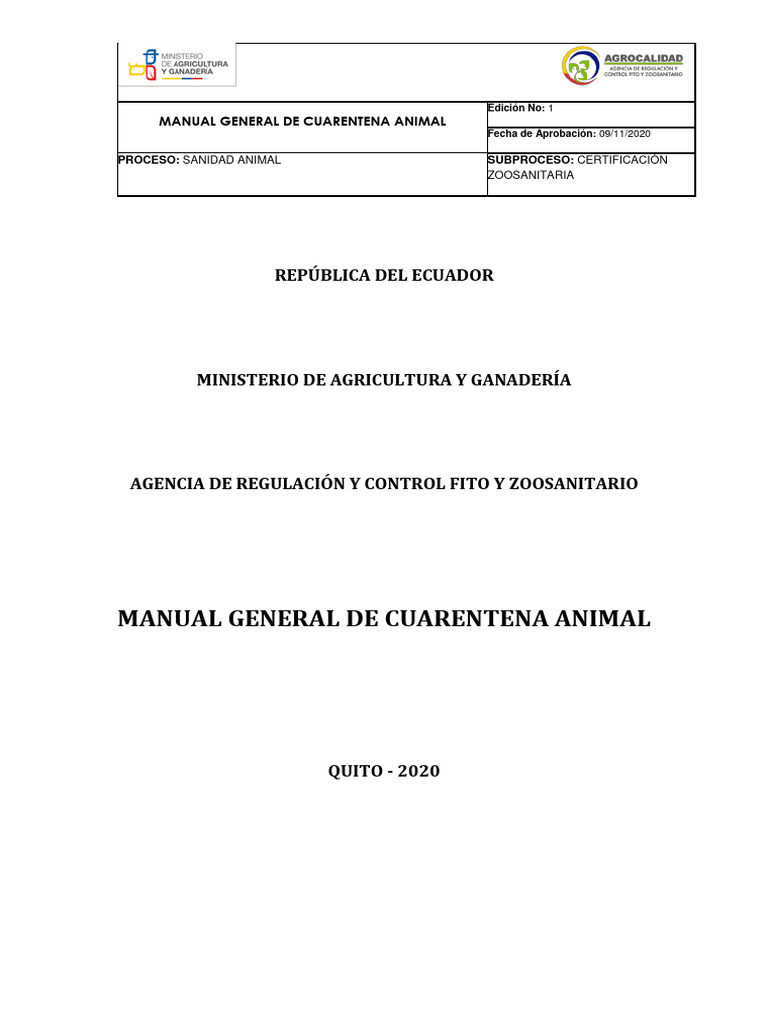 Tipos de Cuarentena Animal en Ecuador | PDF | aduana | Ecuador