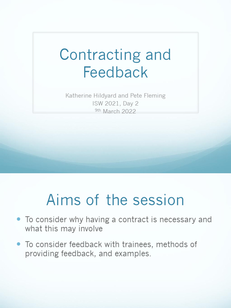 ISW2022_Contracting and Feedback(4) | PDF | Psychology | Psychological Concepts