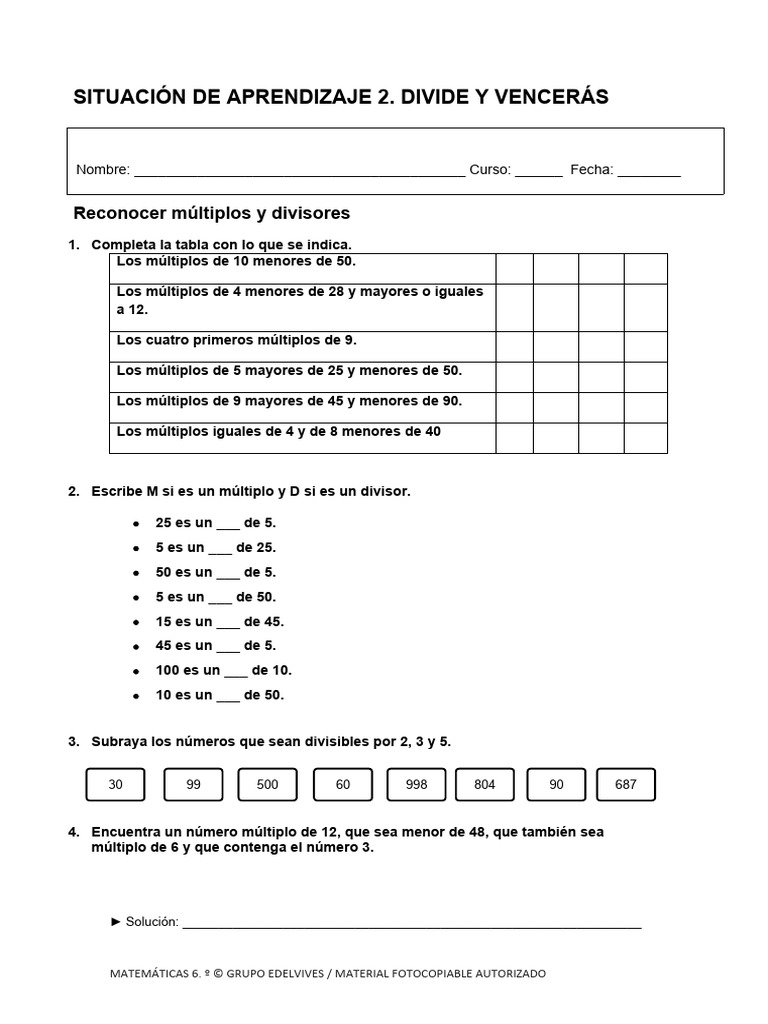 Ac 02 Divide y Venceras M 6prim | PDF | División (Matemáticas) | Números