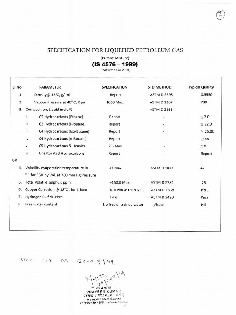 LPG Specification | PDF | Liquefied Petroleum Gas | Transparent Materials