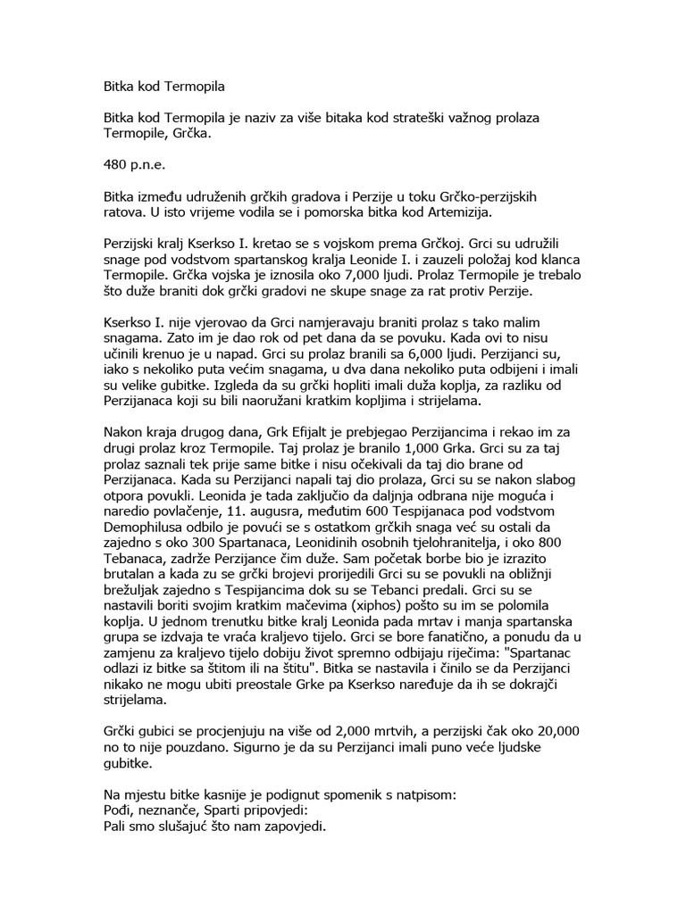 Bitka Kod Termopila | PDF