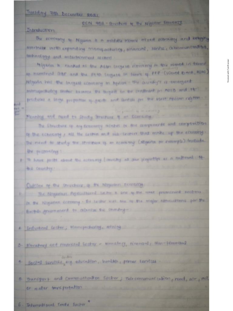 Structure of Nigerian Economy | PDF