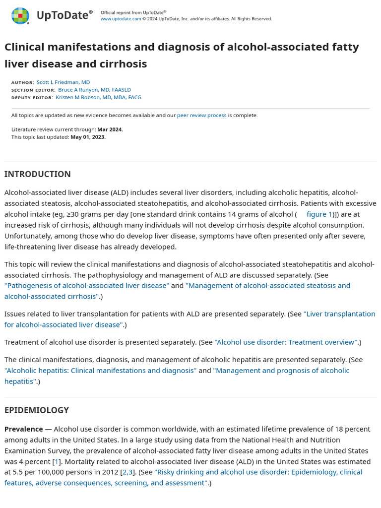 Clinical manifestations and diagnosis of alcohol-associated fatty liver ...