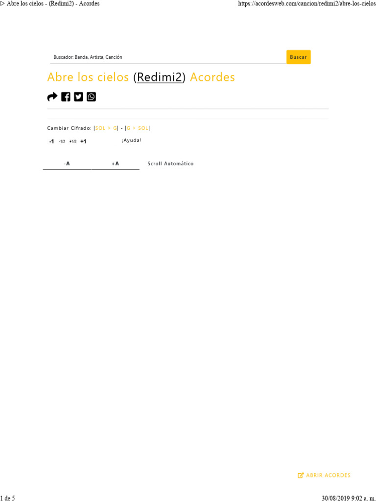 TABS Abre Los Cielos - (Redimi2) - Acordes | PDF